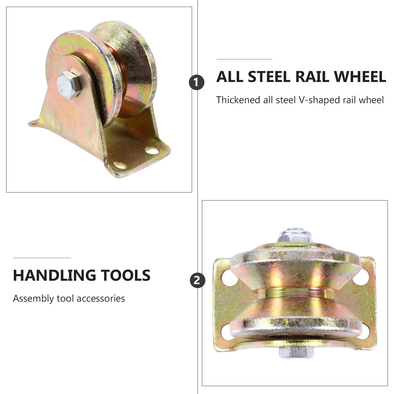 MLINS 2Pcs V Groove Wheel Rust Prevention Sliding Door Wheels Golden ...