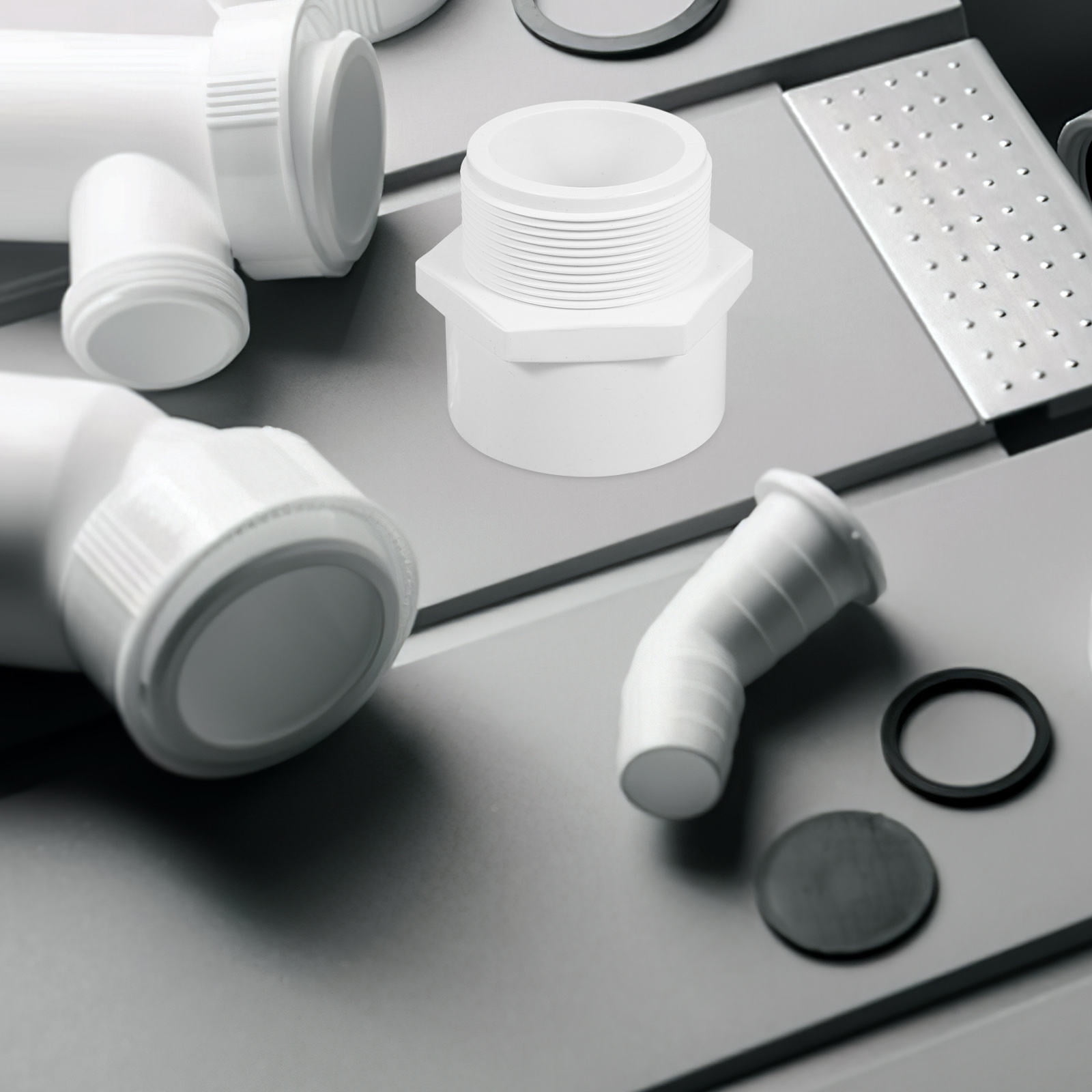 MLINS White PVC Pipe Connector with NPT Male Threads for Plumbing Lines ...