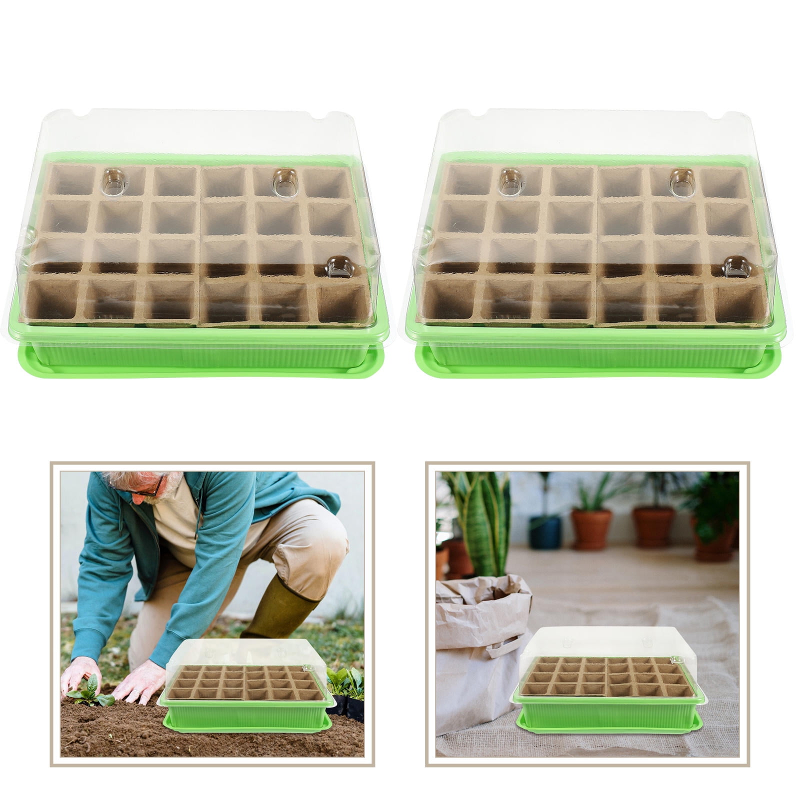 MLINS 2 Sets Rectangular Sowing Trays for Indoor Balcony Gardening Seed ...