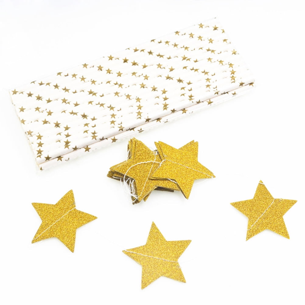 MLINS 2m Sparkling Star Garland Bunting Christmas Hanging Paper ...