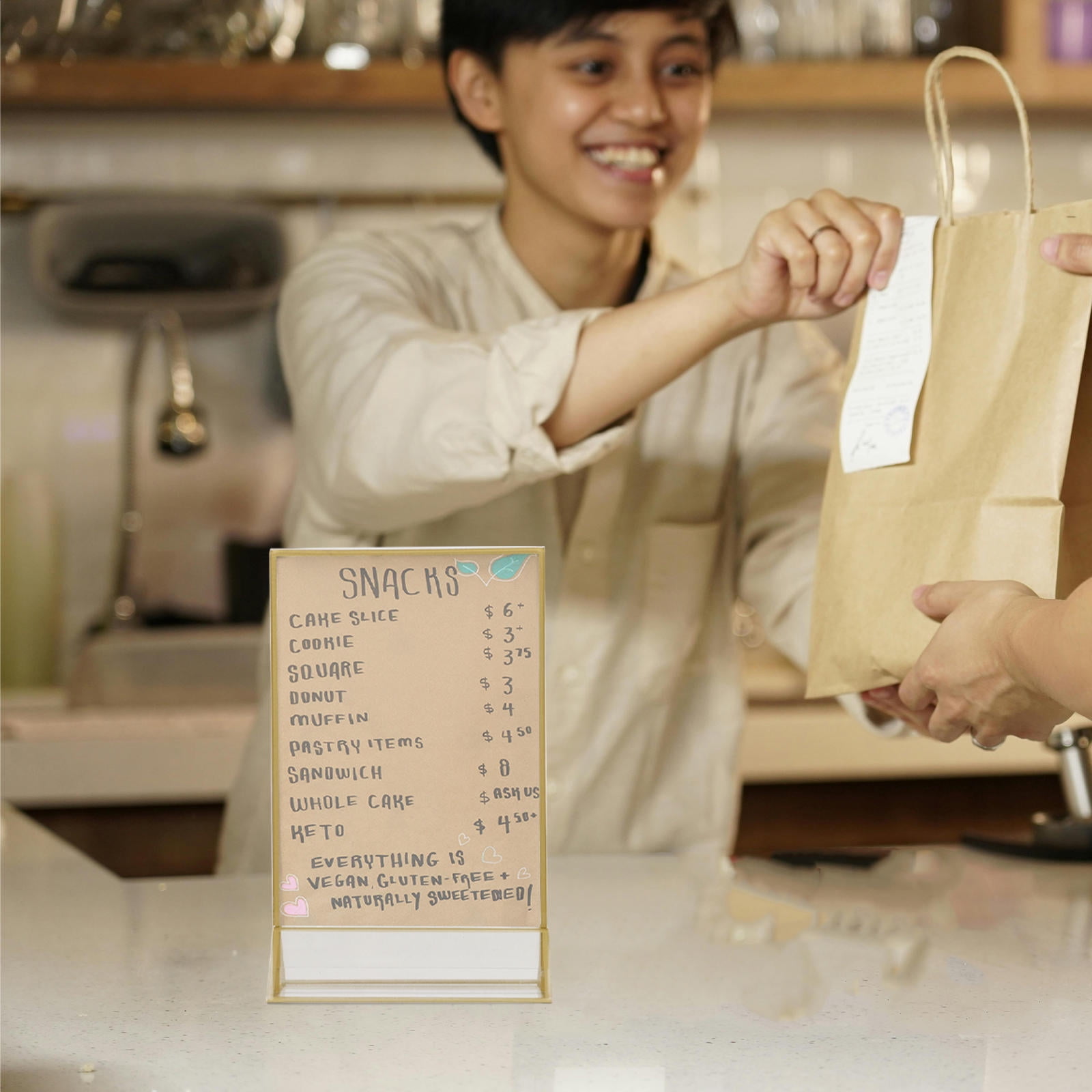 MLINS 2pcs Acrylic Sign Holder Table Menu Stands Vertical Display Stand ...