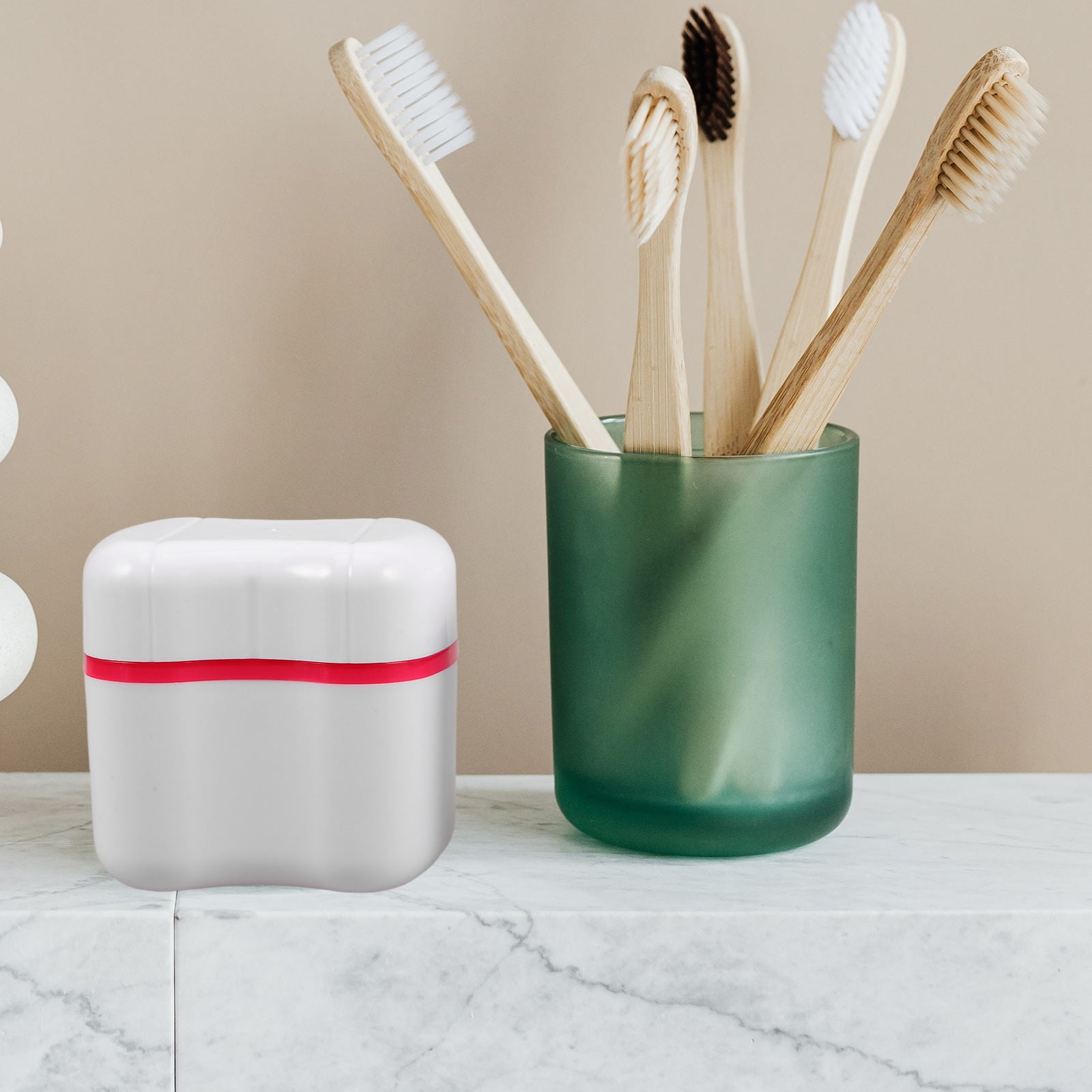 MLINS 2pcs Artificial Teeth Storage Box Soaking Container Portable ...