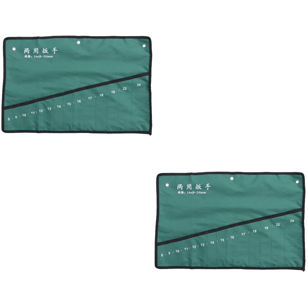 MLINS 2pcs Canvas Roll Up Tools Storage Bag 14-Pocket Spanner Wrench ...