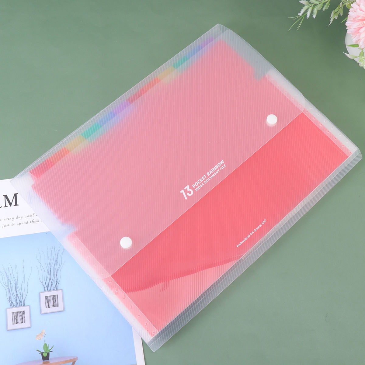 MLINS 2pcs Classifying File Folder with 2 Snap Fasteners Rainbow ...