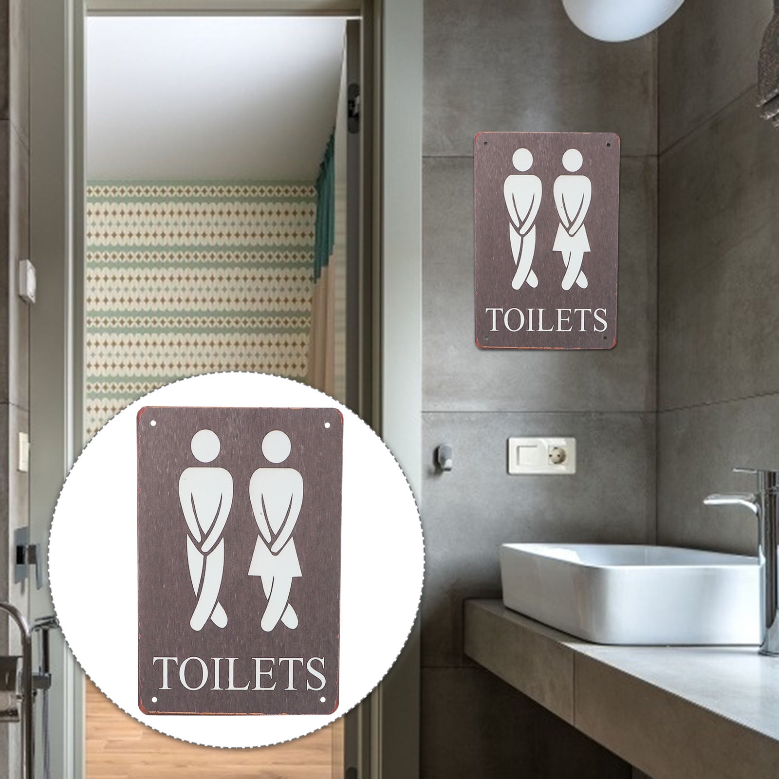 MLINS 2pcs Creative Toilet Signs Simple Bathroom Signs Practical Toilet ...