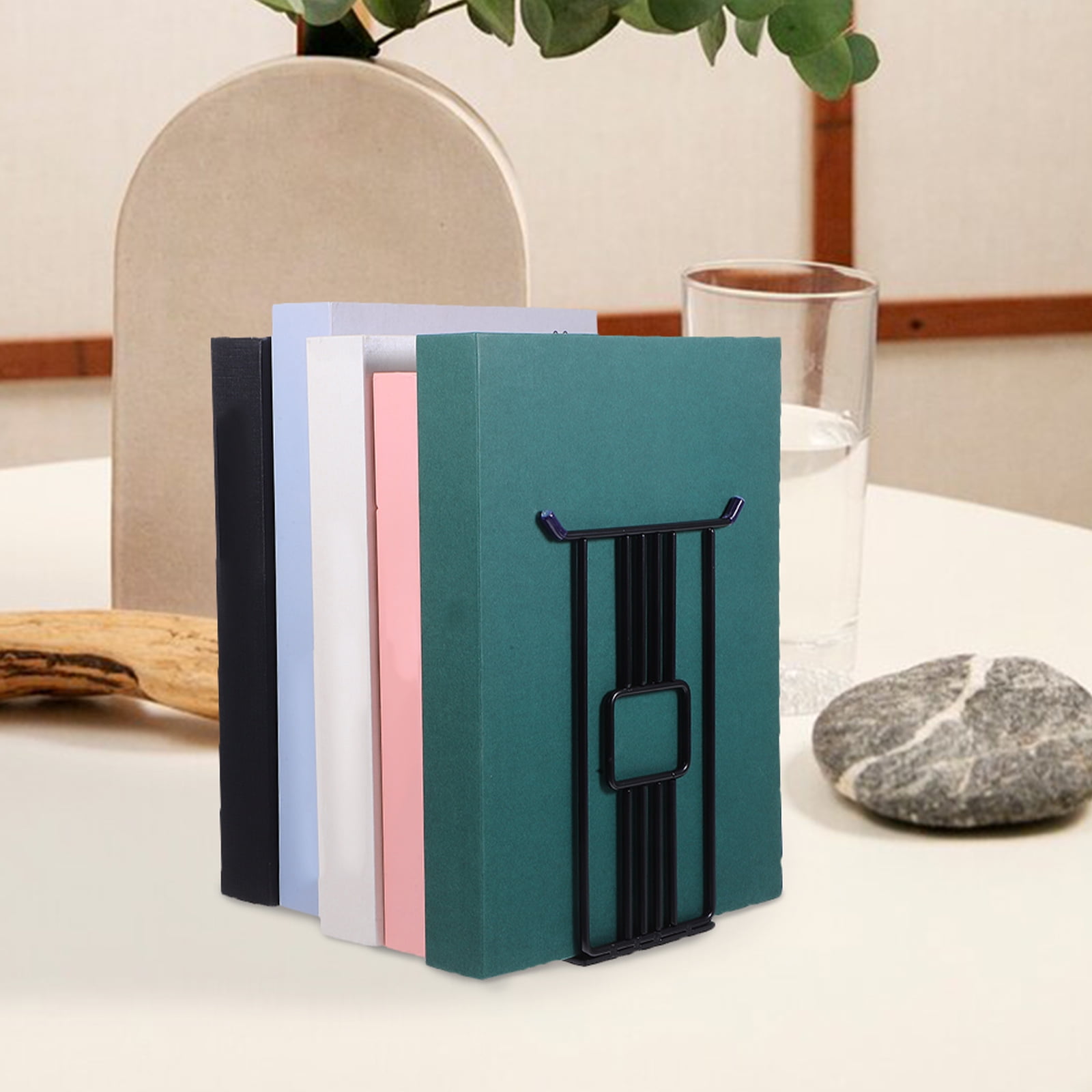 MLINS 2pcs Decorative Bookends for Shelves Black Metal Book Stopper ...