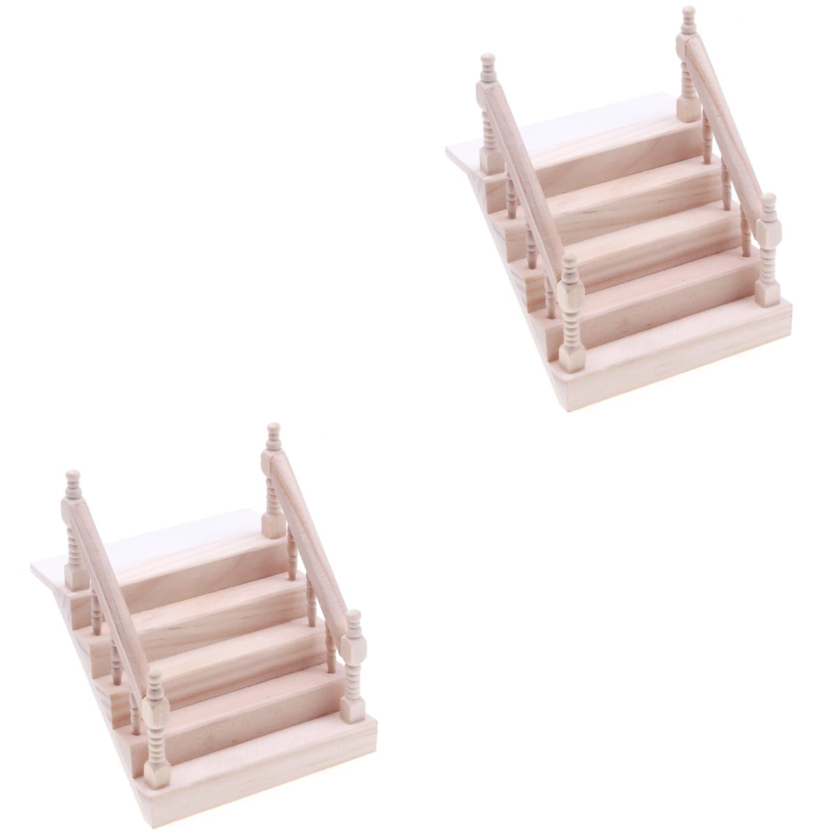 MLINS 2pcs Doll House Miniature Staircase Tiny Handrail Stair Wooden ...