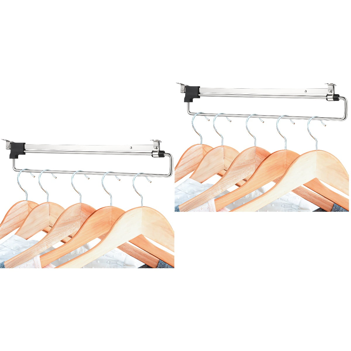 MLINS 2pcs Extendable Pull-out Clothes Hanger Rod Sliding Hanging Rod ...