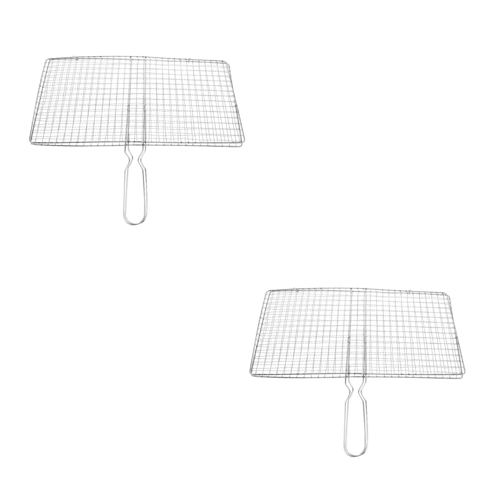 MLINS 2pcs Fish Grilling Basket Folding Portable Stainless Steel Bbq ...
