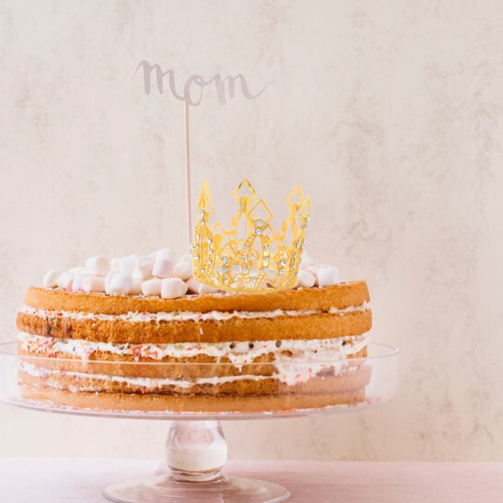 MLINS 2pcs Mini Baroque Crown Cake Decorations Alloy Rhinestone Tiara ...