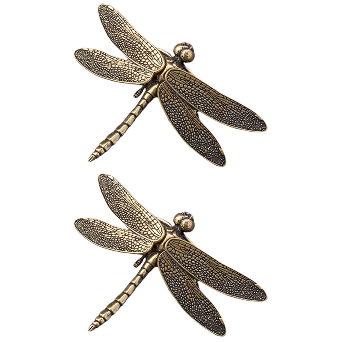 MLINS 2pcs Mini Dragonfly Figurine Retro Brass Dragonfly Statue Desktop ...