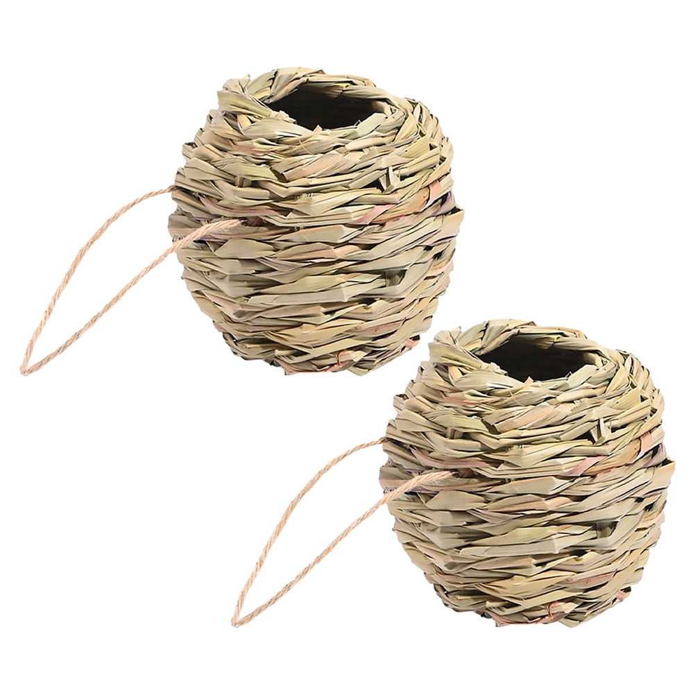 MLINS 2pcs Natural Grass Parrot Nesting House Hand Woven Bird Hut ...