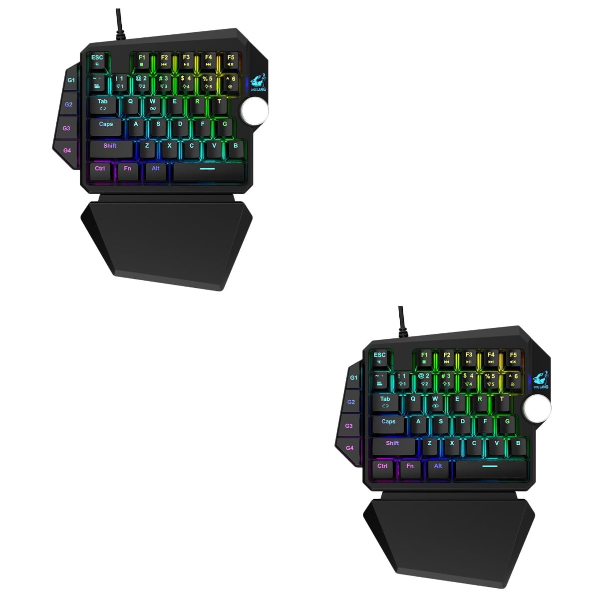 MLINS 2pcs One-Handed Gaming Keyboard Programmable 39 Keys RGB ...