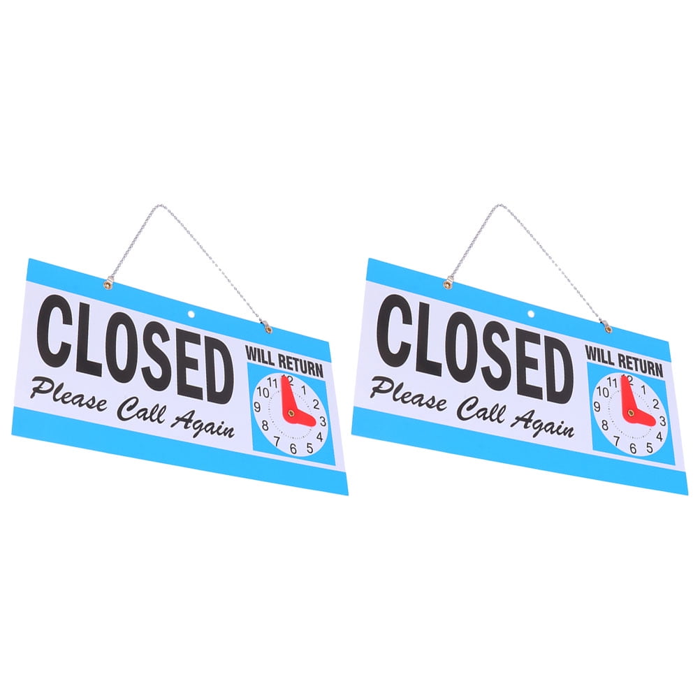 2pcs Open Closed Sign with Clock Business Hours Plastic Double Sided ...