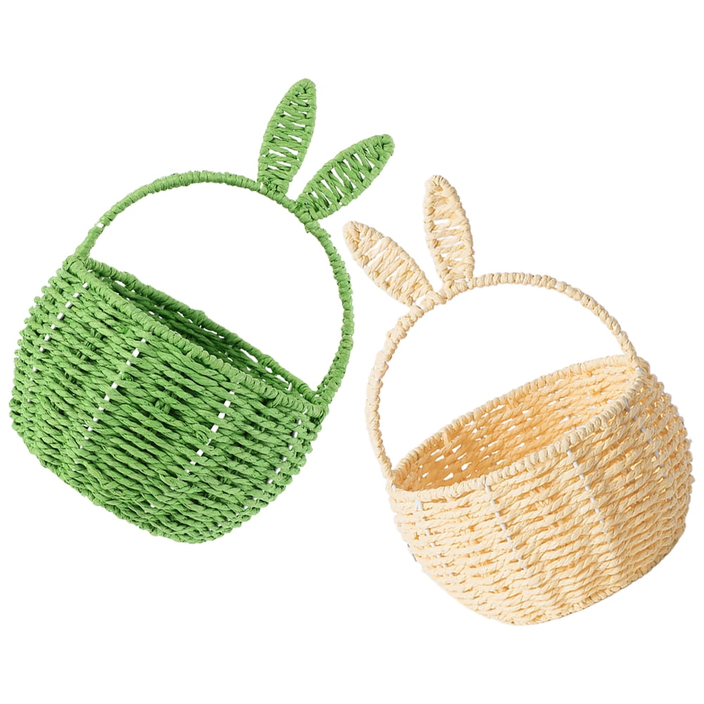 MLINS 2pcs Outdoor Woven Basket picnic baskets Adorable Rabbit Ear ...