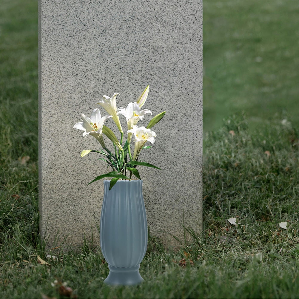 MLINS 2pcs Plastic Cemetery Vase Cemetery Flower Holder for Grave ...