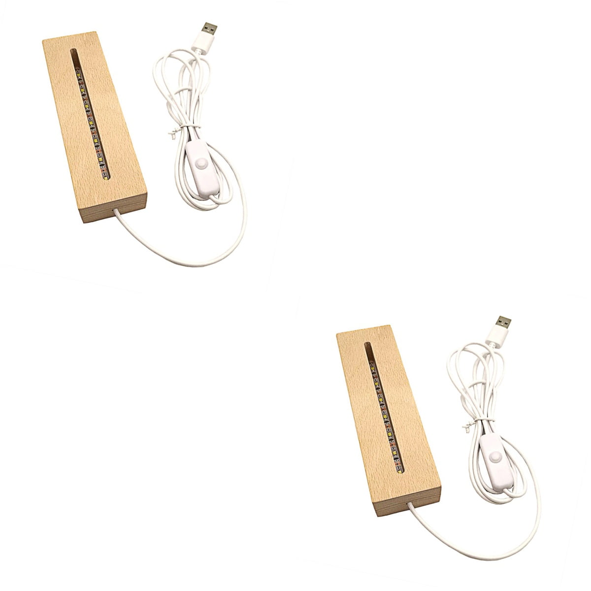 MLINS 2pcs Rectangular Wooden LED Light Display Base Acrylic Glass Art ...