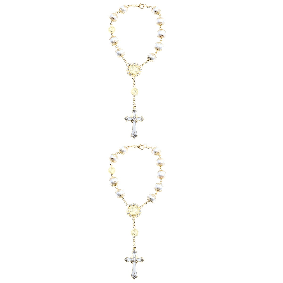 MLINS 2pcs Rosary Beads Bracelet Medal Catholic Bracelet Cross ...