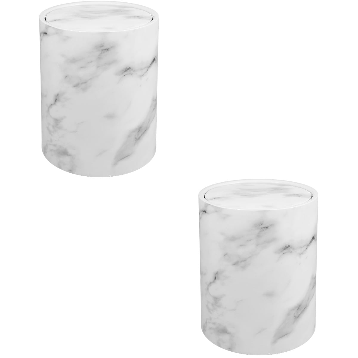 MLINS 2pcs Rubbish Bin Marbling Double Layer Waste Bucket Garbage Can ...