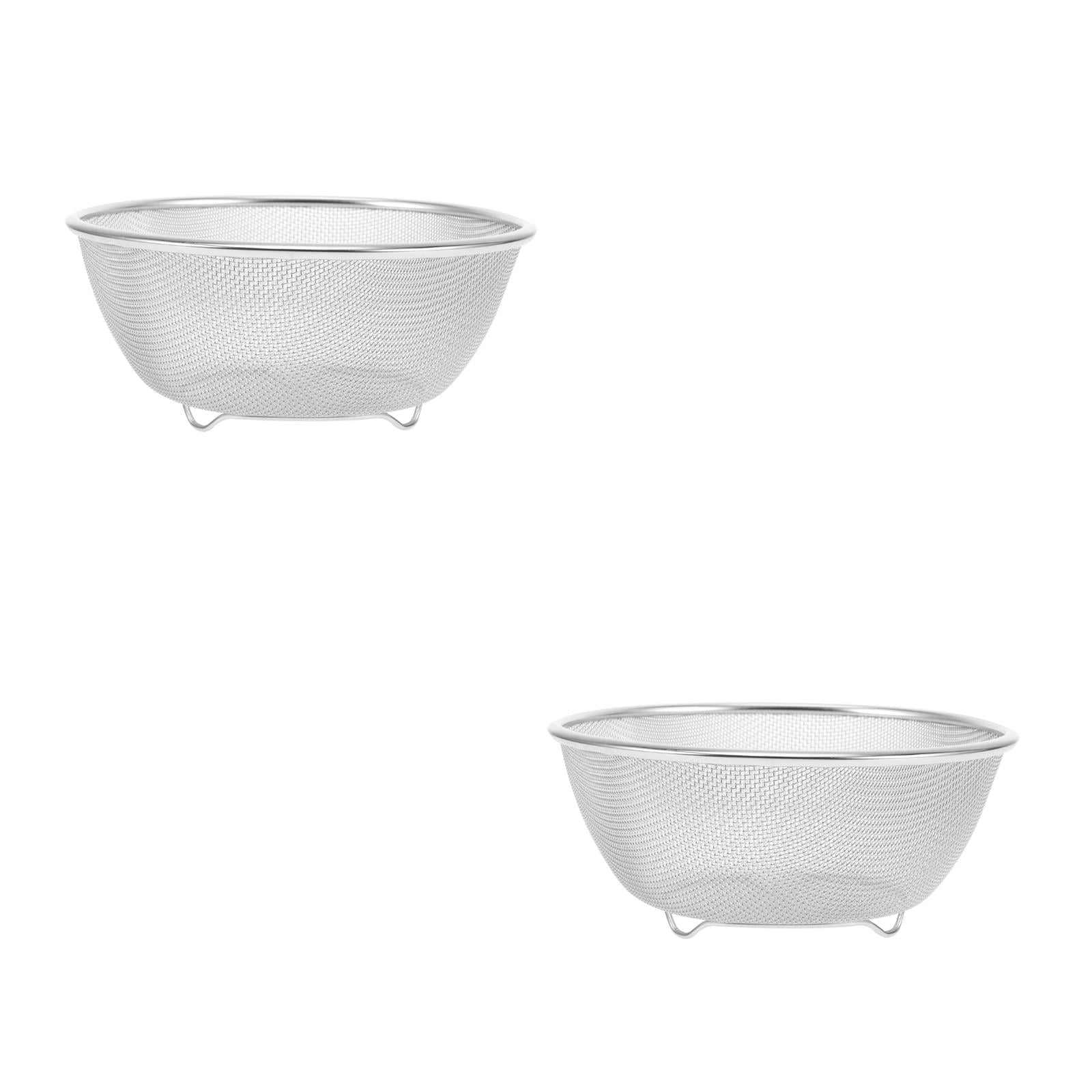 MLINS 2pcs Self-draining Metal Strainer with Base Stainless Steel Fruit ...