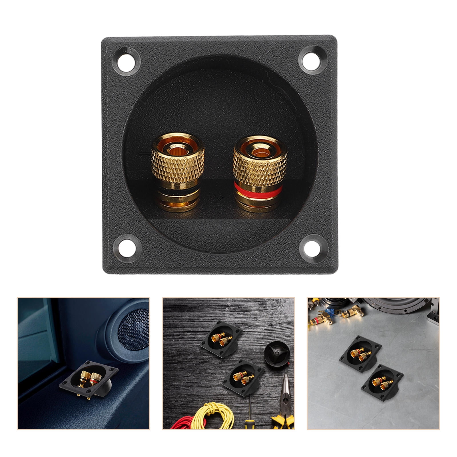 MLINS 2pcs Square 2 Way Speaker Box Terminal Cup with Banana Plugs Binding Post Screw Connector ...