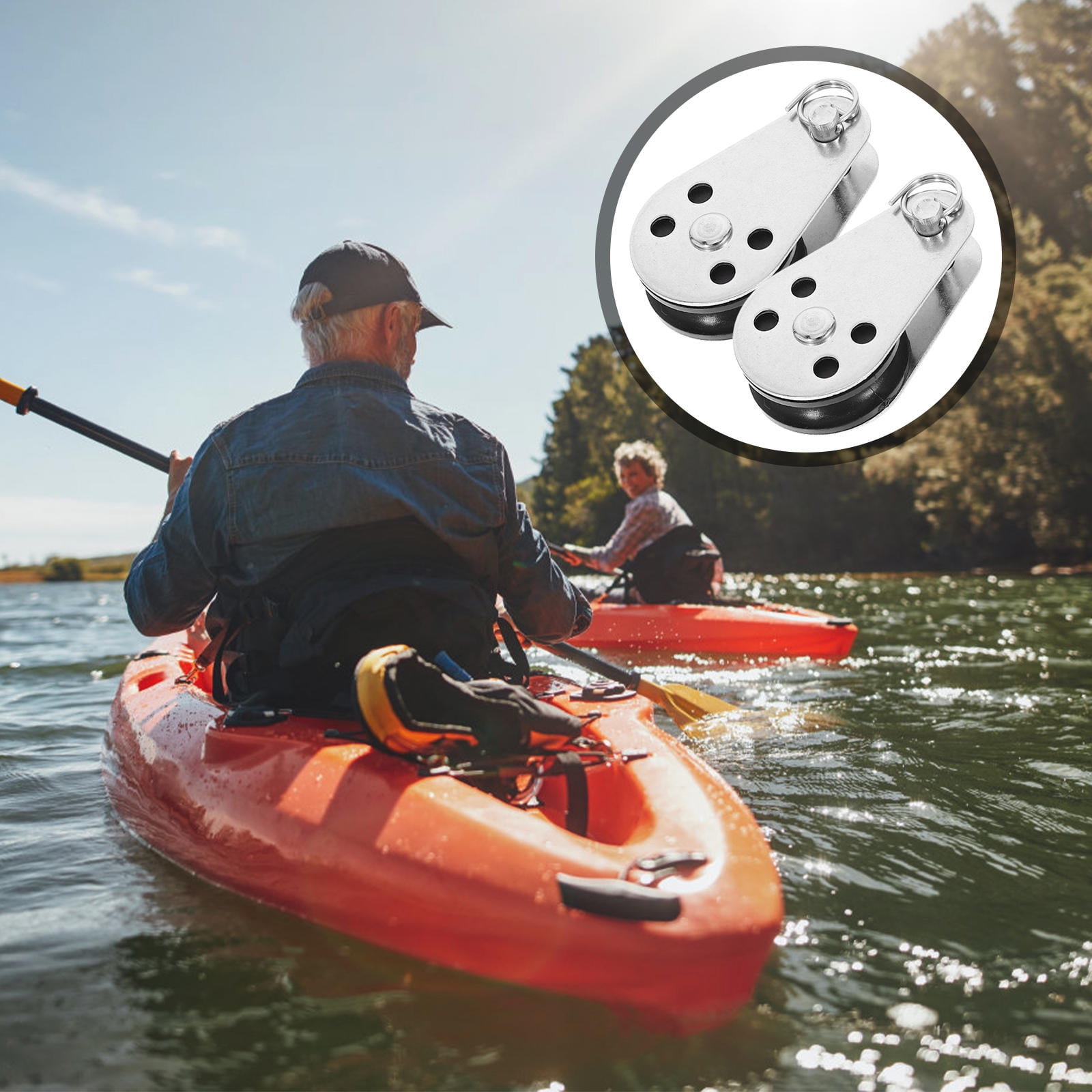 MLINS 2pcs Stainless Steel Pulley For Kayak And Canoe Pulley Wheel ...