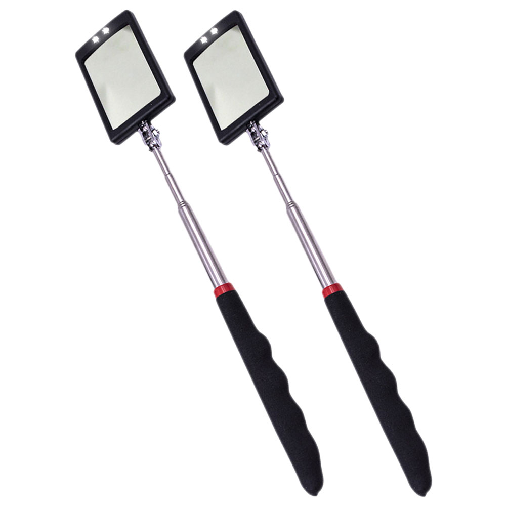 Black Telescoping Inspection Mirror with LED Lights for Car Use Durable ...