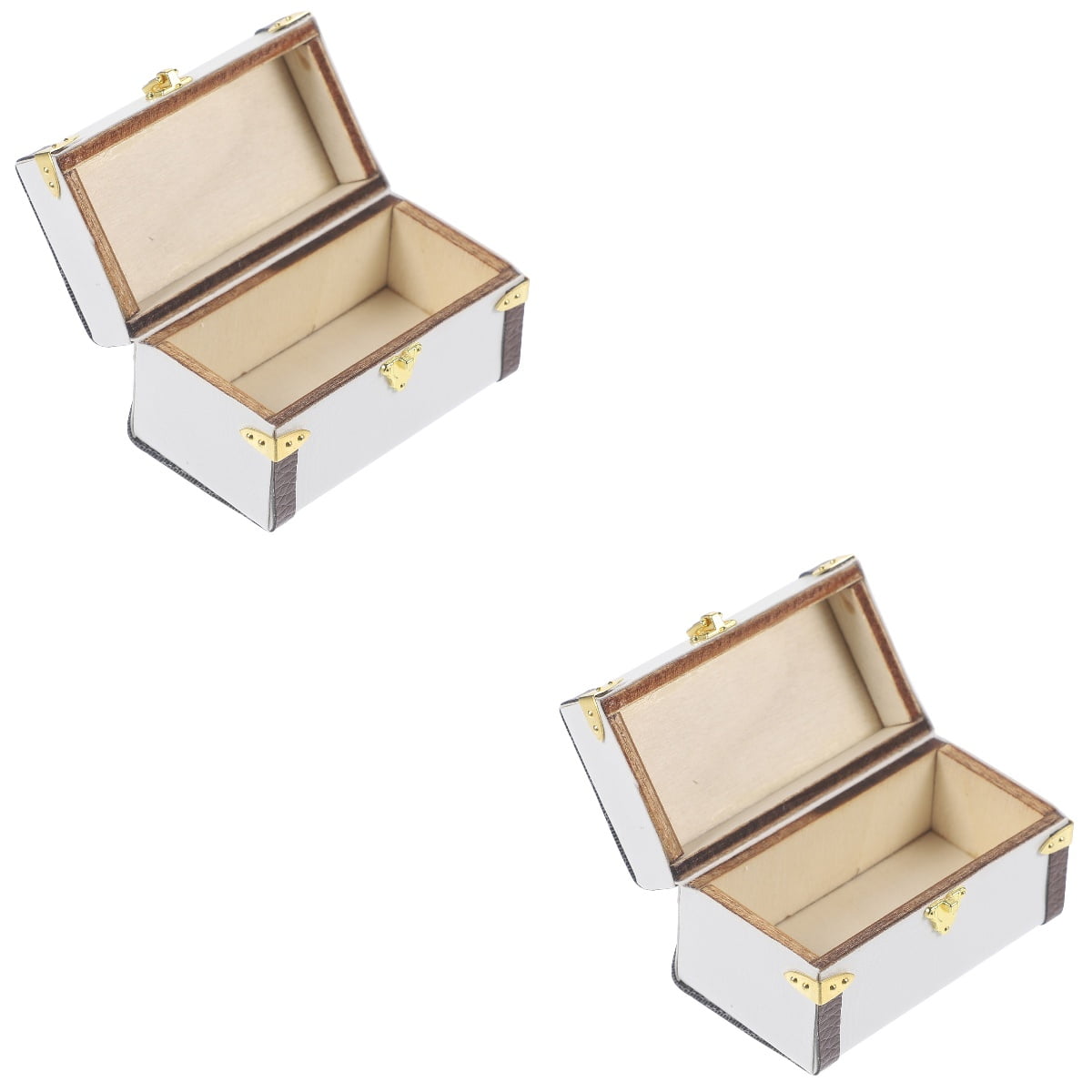 MLINS 2pcs Tiny House Miniature Wood Box Vintage Storage Leather Box ...