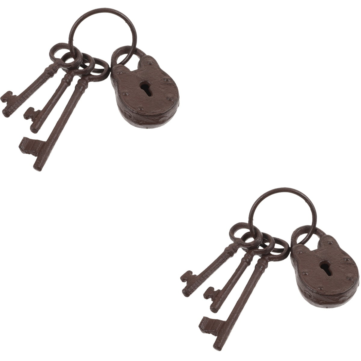 MLINS 2pcs Vintage Cast Iron Key Ring Antique Style Treasure Chest Keys ...