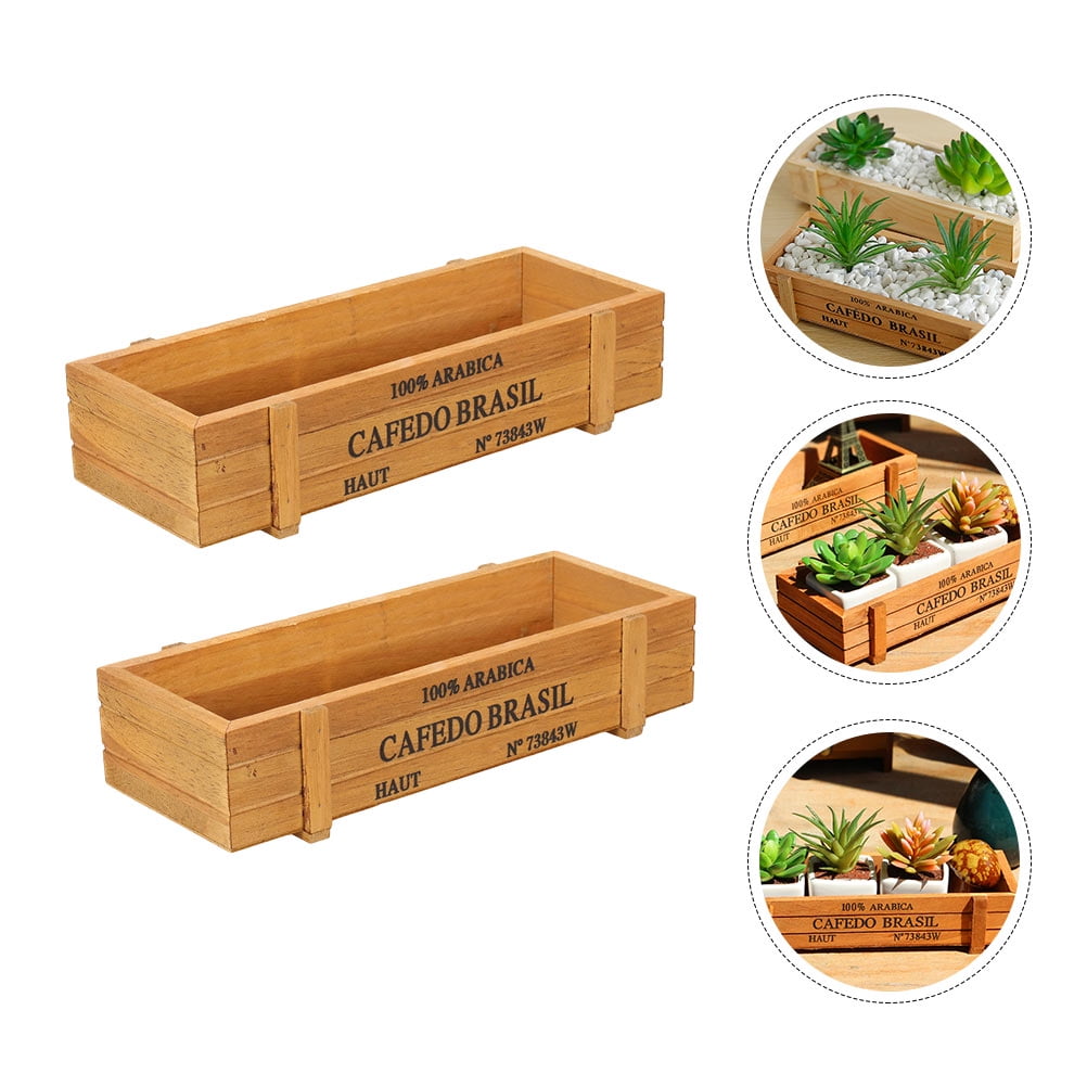 MLINS 2pcs Wood Flower Bed Pot Wooden Plant Bed Plant Container Box ...
