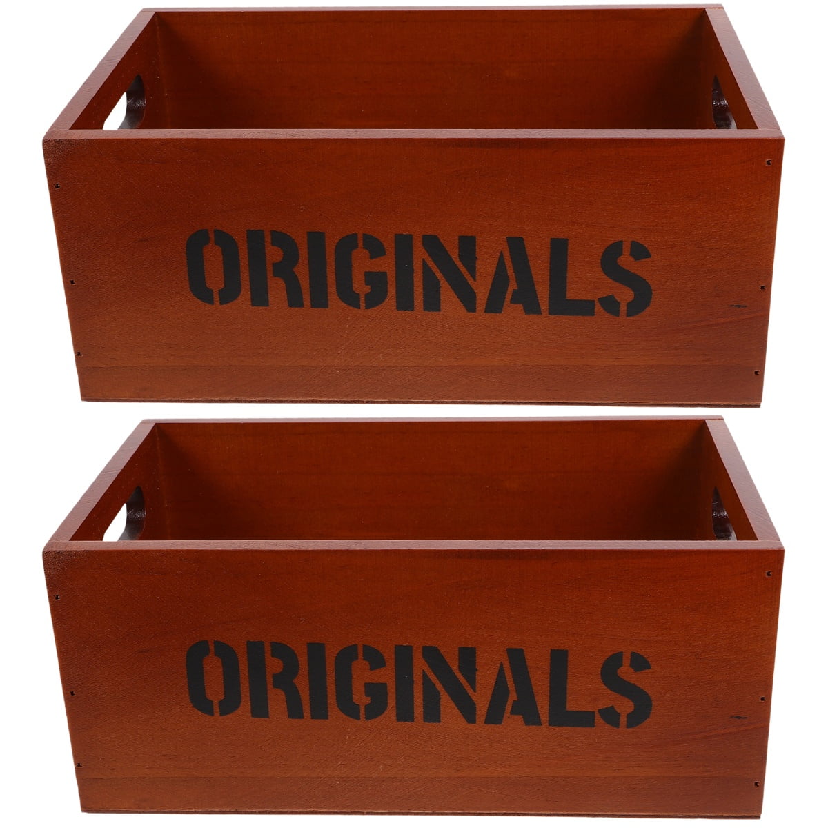 MLINS 2pcs Wood Storage Crate Wooden Organizer Retro Storage Box Wood ...