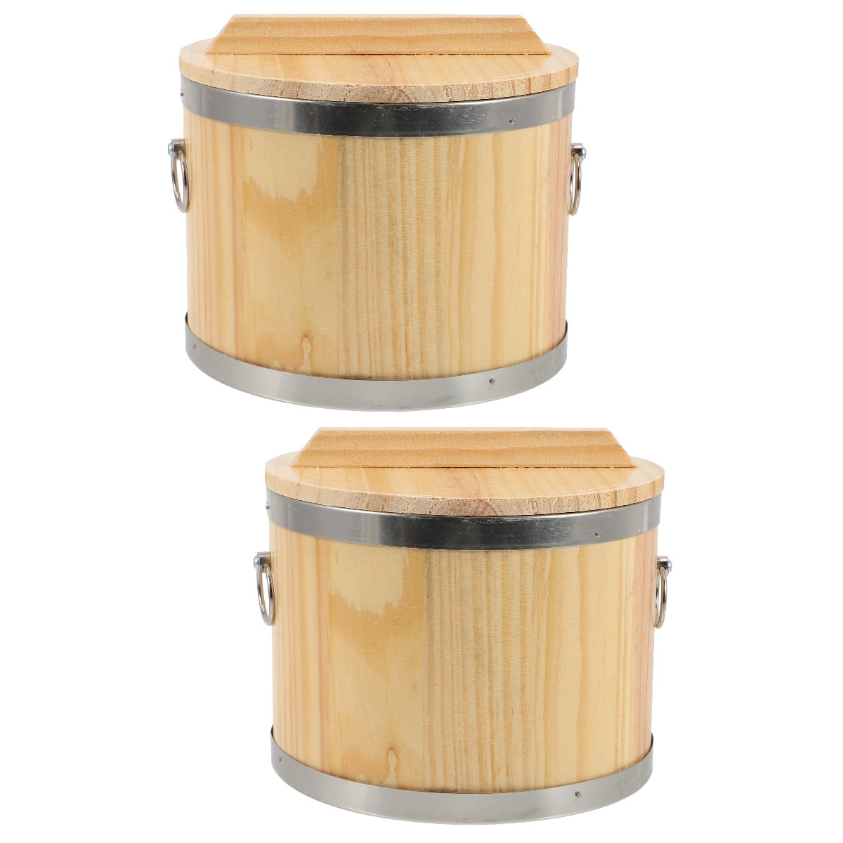 MLINS 2pcs Wooden Bucket Sushi Rice Container Cooked Rice Bucket Cooked ...