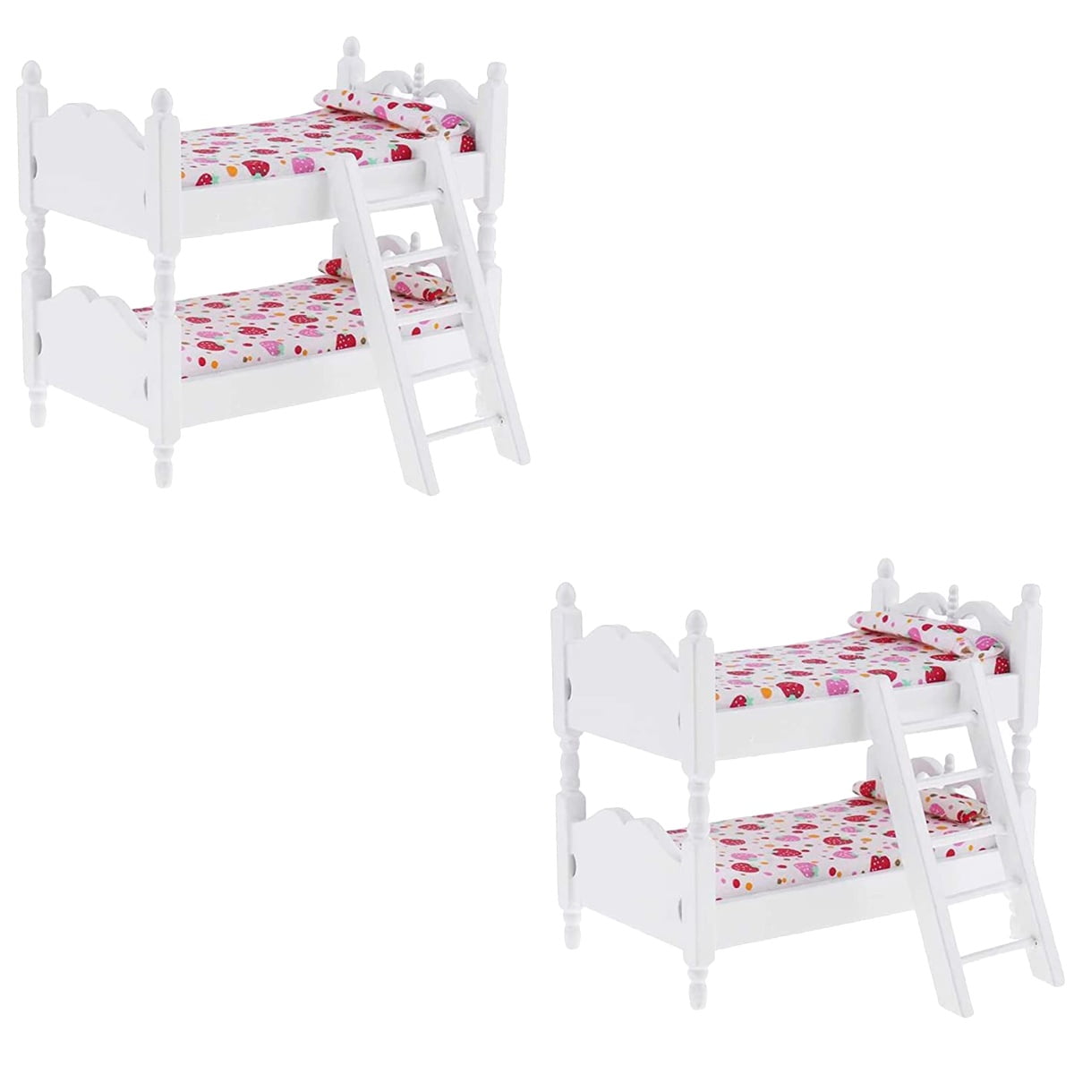 MLINS 2pcs Wooden Bunk Bed Toy Double Doll Bunk Bed Play Bunk Bed Toy ...