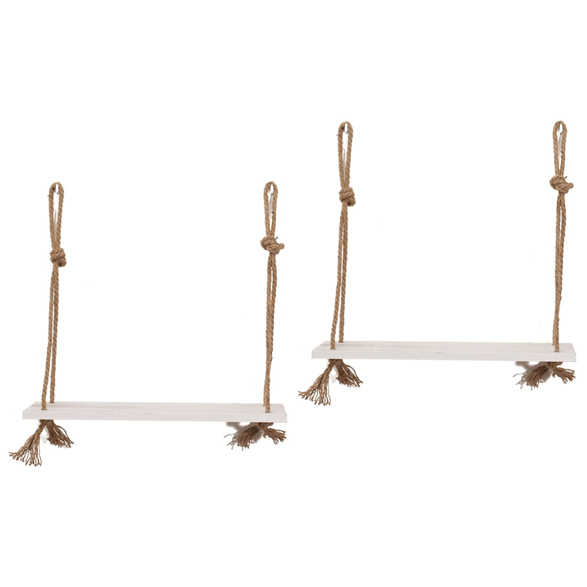 MLINS 2pcs Wooden Hanging Shelf Swing Rope Floating Shelves 1 Tier Jute ...