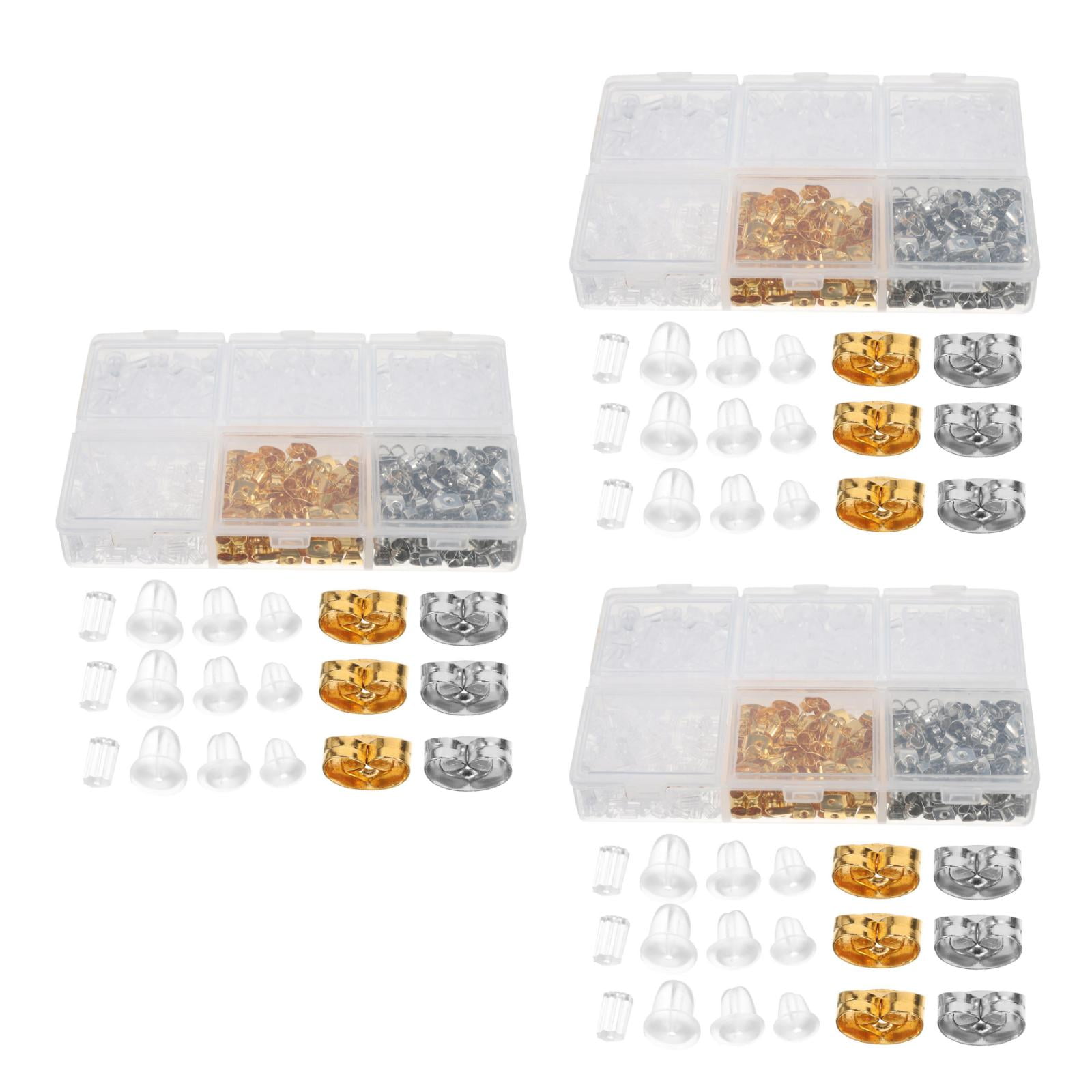 MLINS 3 Boxes Metal Earring Backs Silicone Earring Backs Set Studs ...