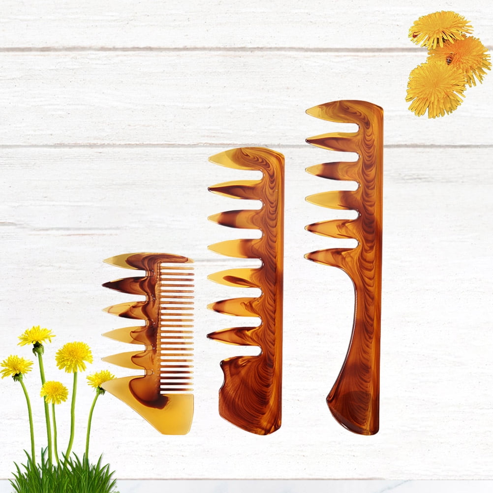 MLINS 3 PCS Bristle Amber Oiled Hair Comb Professional Male Combs ...