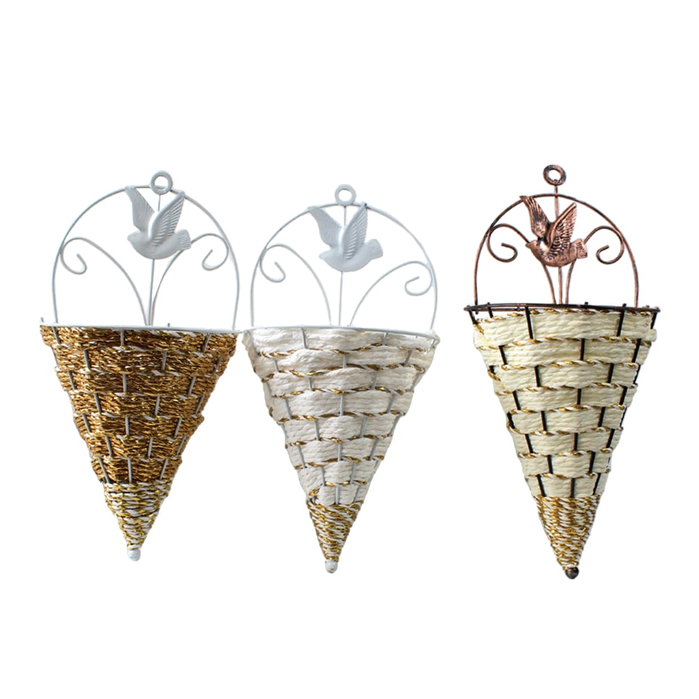 MLINS 3 PCS Hangers Rattan Wall Hanging Flower Basket Hanging Flower ...