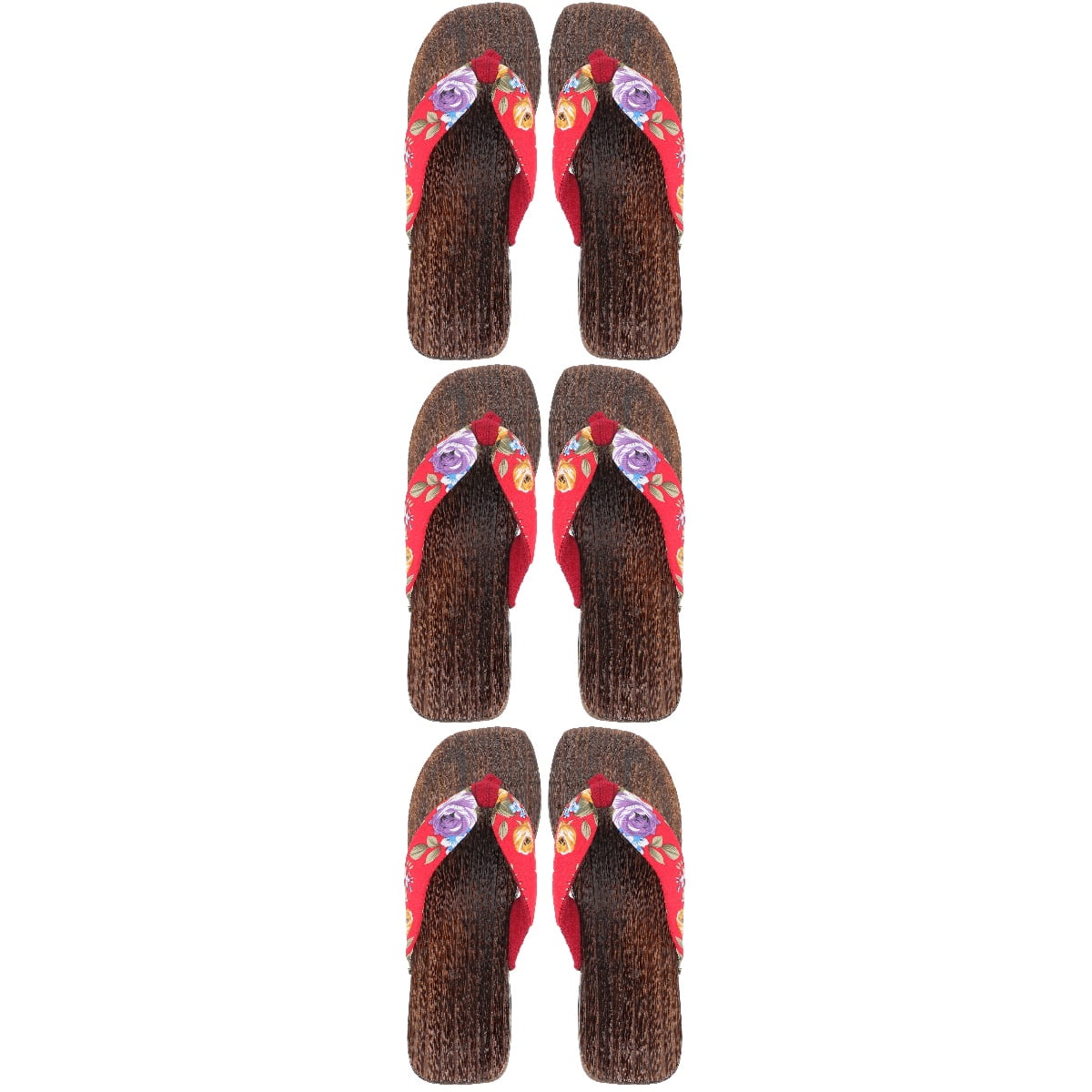 MLINS 3 Pairs of Japanese Clog Shoes Wooden Clog Sandals Women Female ...