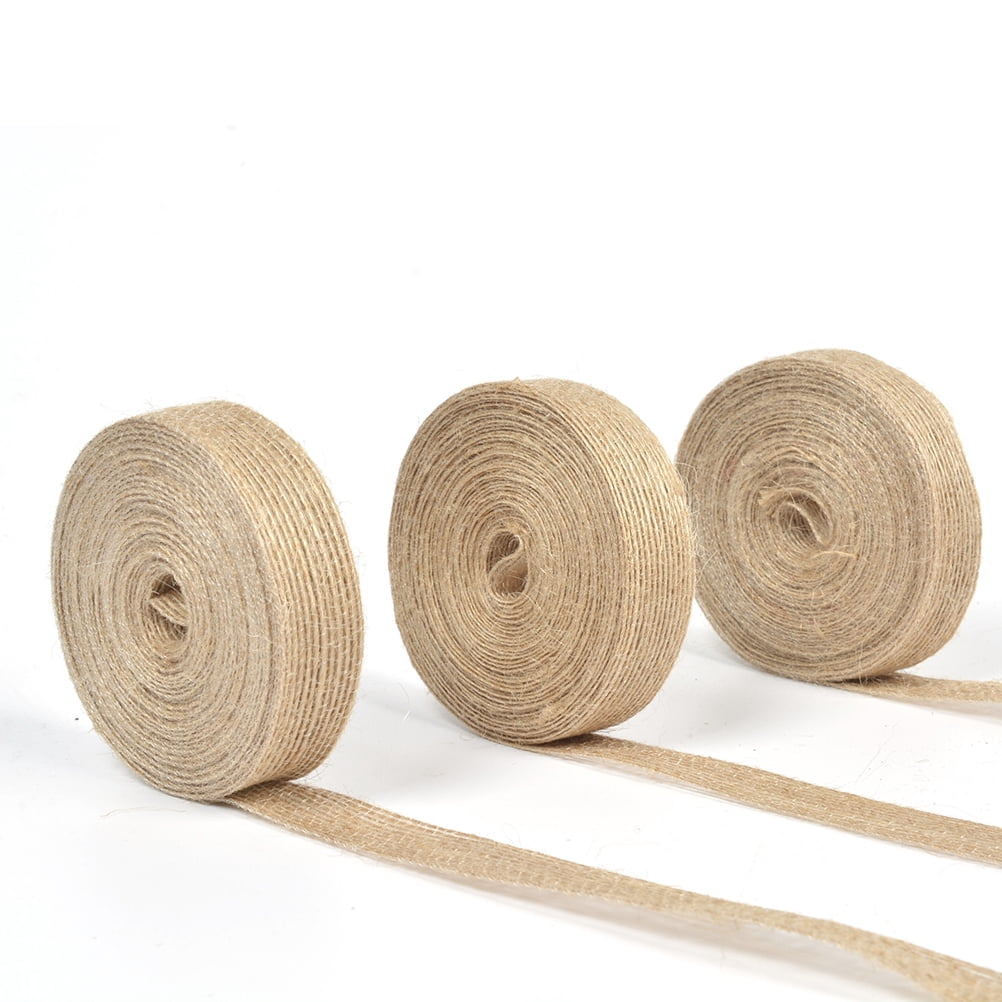 MLINS 3 Pcs 2 cm 10 Meters Wide Craft Ribbon Burlap Spool Natural ...