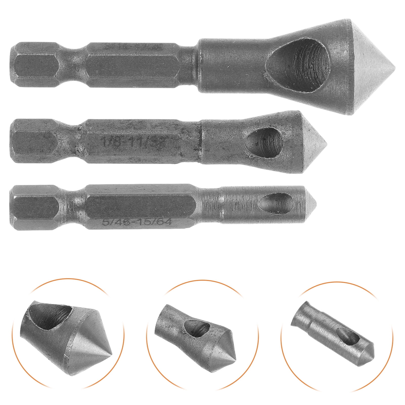 MLINS 3 Pcs Cobalt Steel Single-End Countersink Chamfer Tool Deburring ...