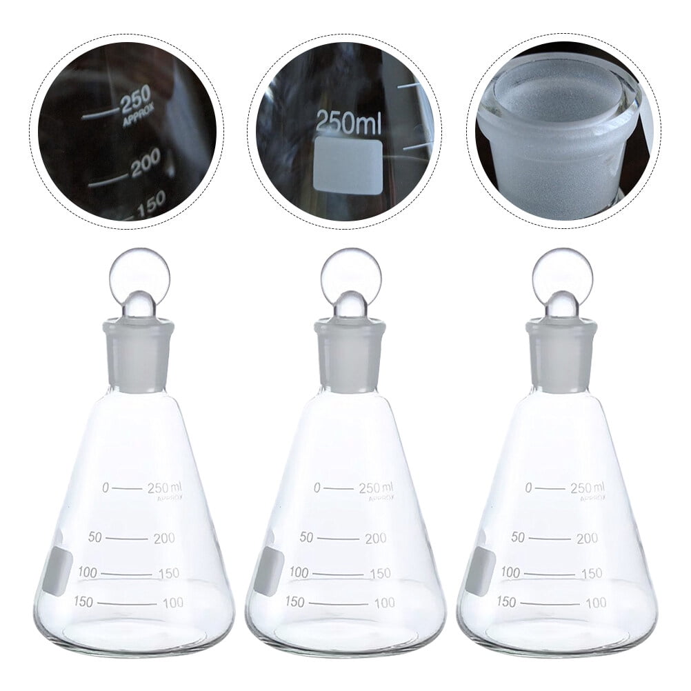 MLINS 3 Pcs Conical Flask Lab Glassware Chemistry Measuring Tool ...