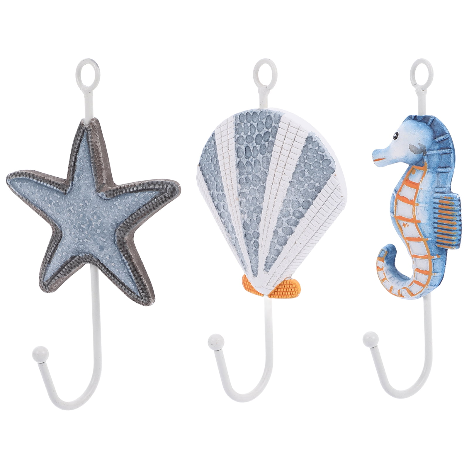 MLINS 3 Pcs Nautical Hooks for Hanging Coastal Wrought Iron Wall Office ...