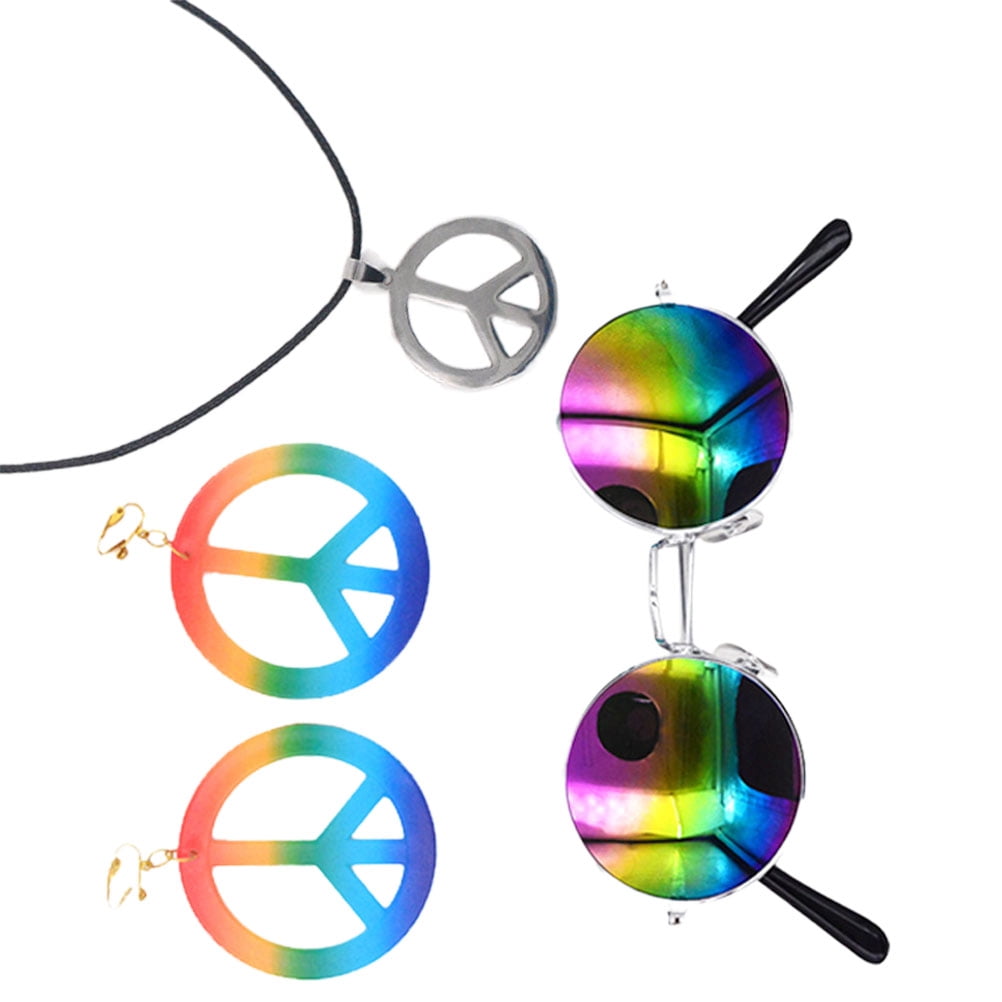 MLINS 3 Pcs Real Peace Symbol Necklace Gold Beaded Sign Pendant Man ...