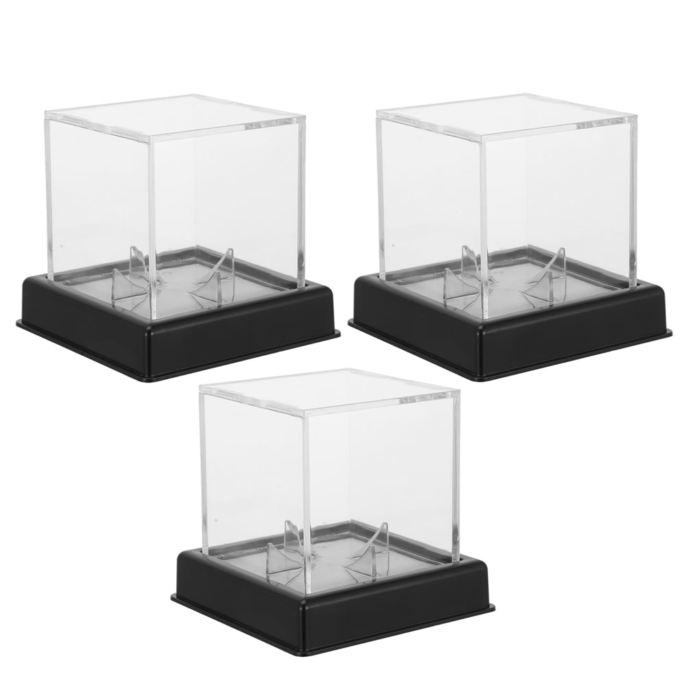 MLINS 3 Pcs Transparent Coasters Case Display Cabinet Storage Box ...