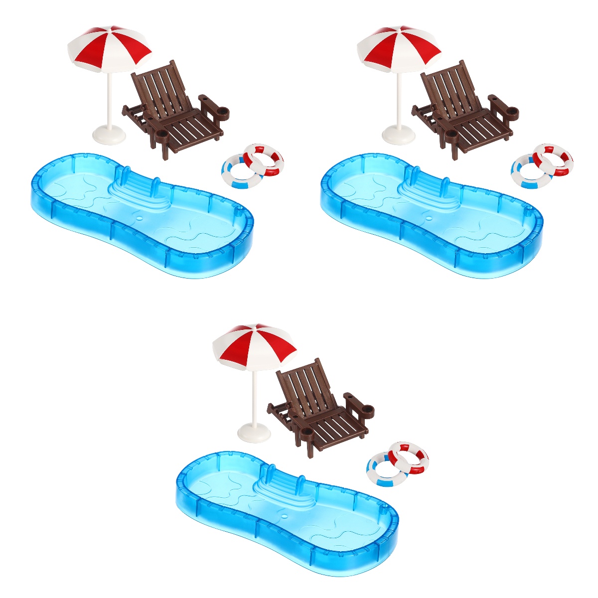 Mlins 3 Sets Mini Furniture Model Mini House Swim Ring Mini Swim Pool Accessory
