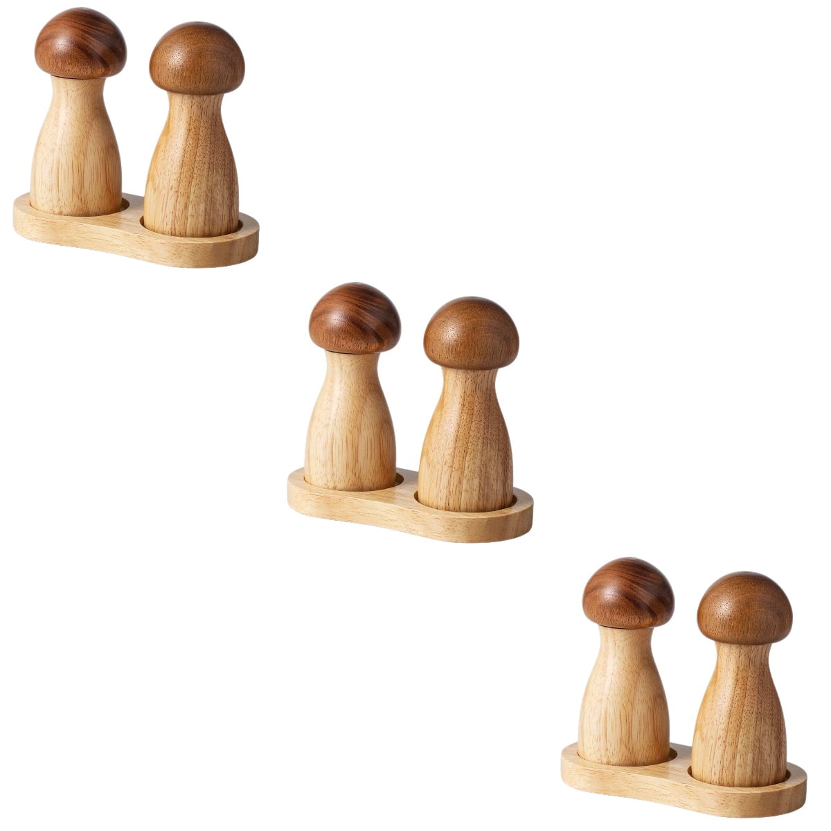 MLINS 3 Sets Wooden Pepper Manual Refillable Pepper Mushroom Shape ...