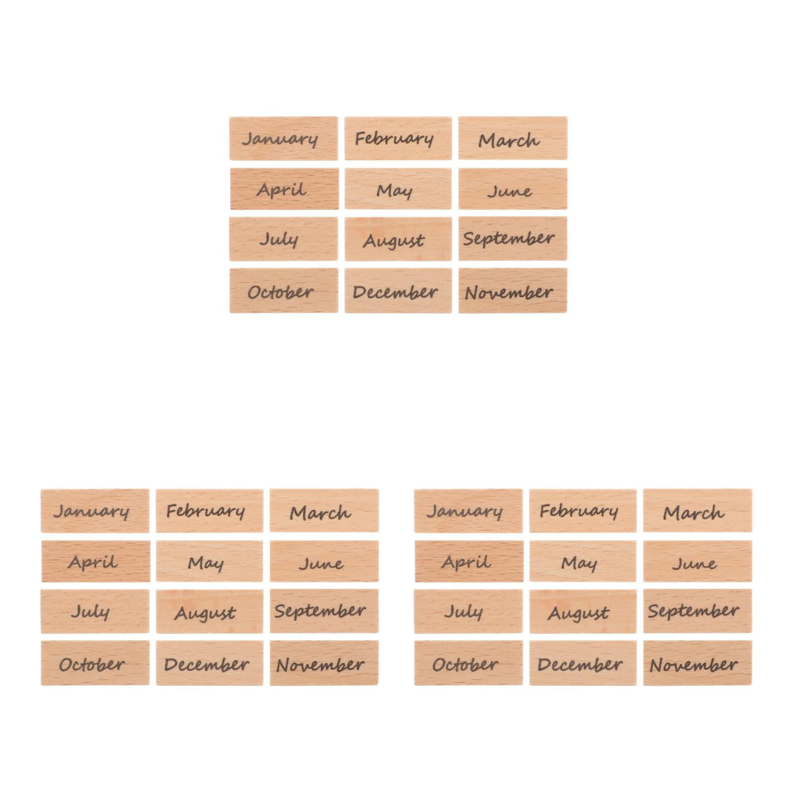 MLINS 3 Sets Wooden Stamps Month Patterns Craft DIY Wood Rubber Stamps ...