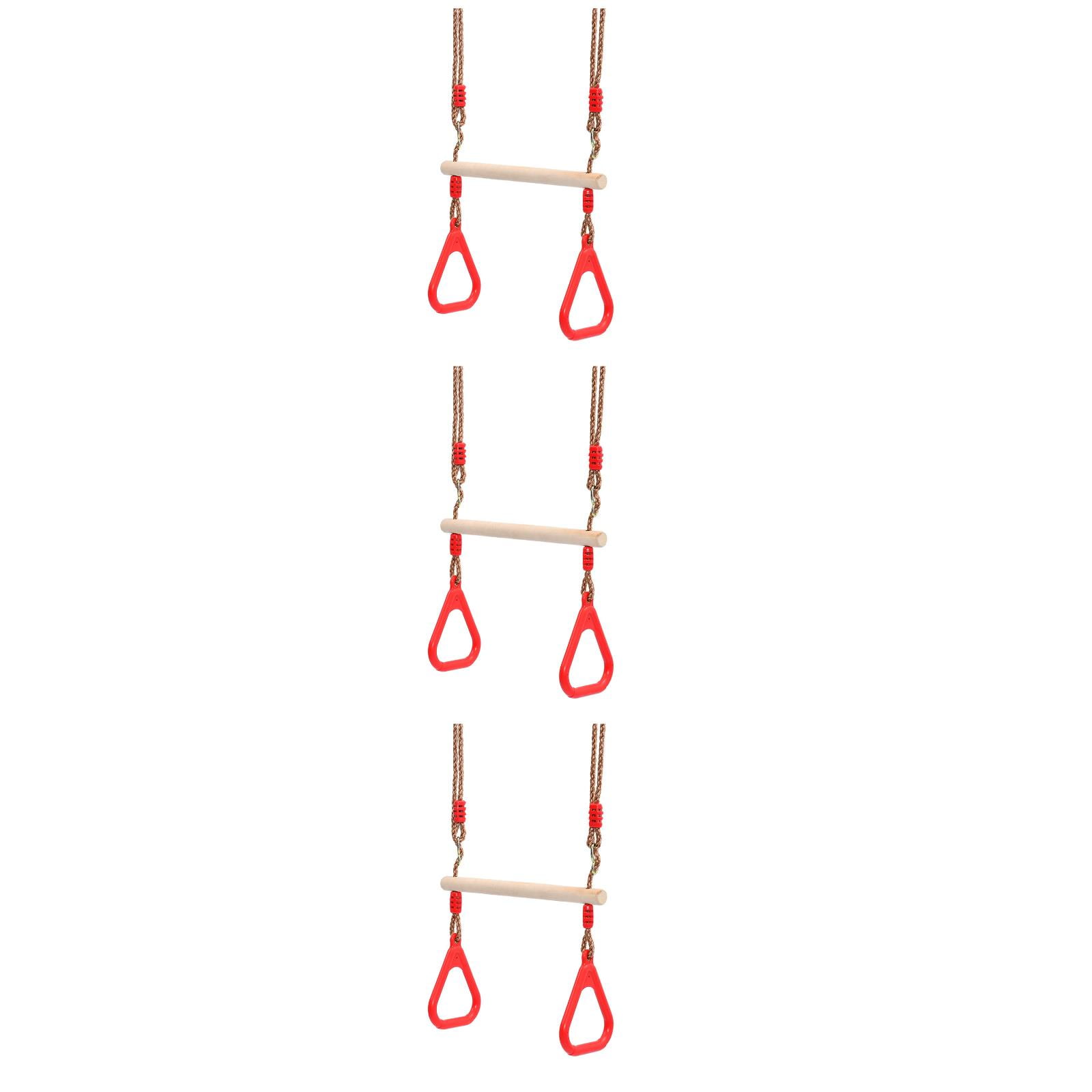 MLINS 3 Sets Wooden Trapeze Swing Bar with Plastic Rings Adjustable ...