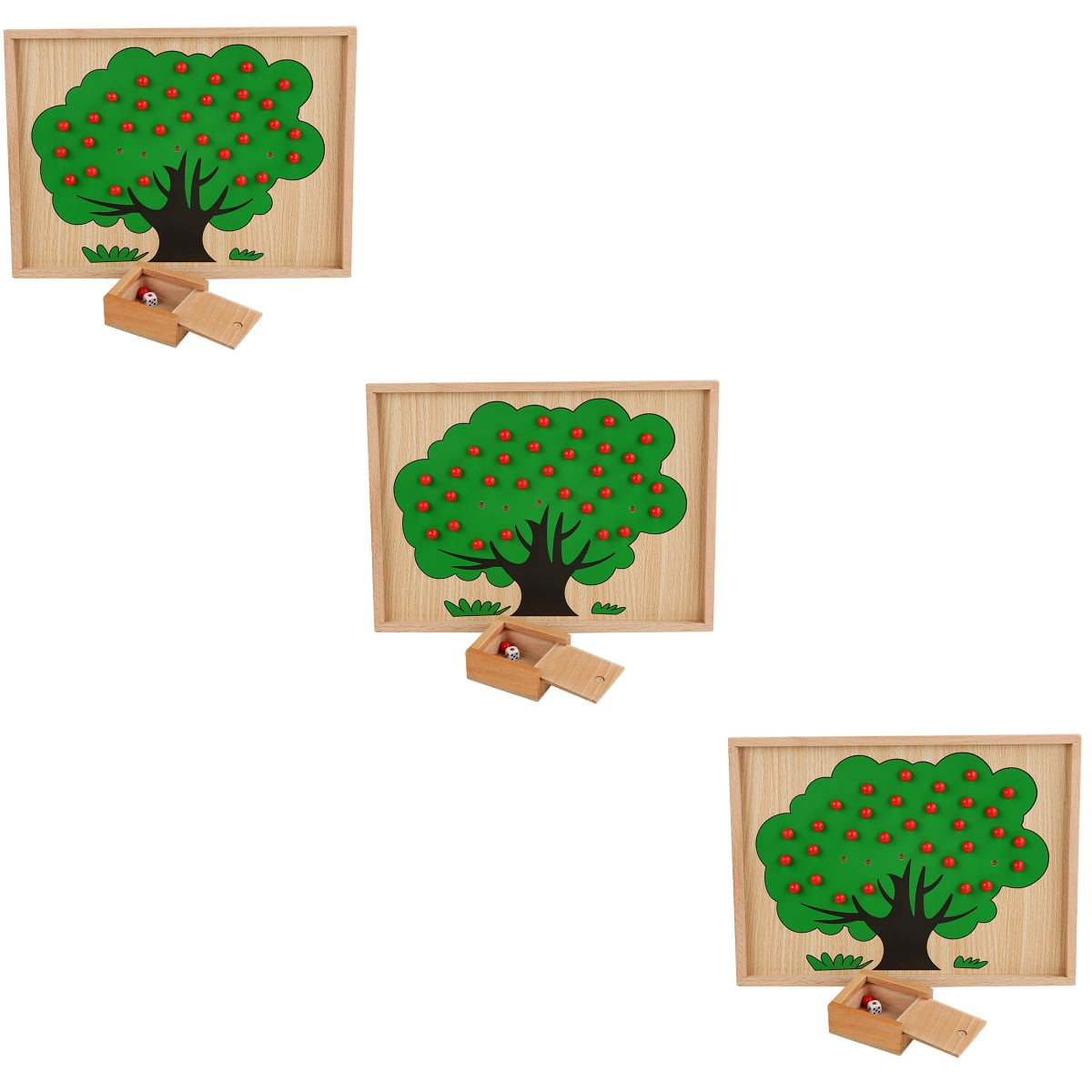 MLINS 3 Sets of Toy Math Teaching Aids Wood Apples Tree Toy Number ...