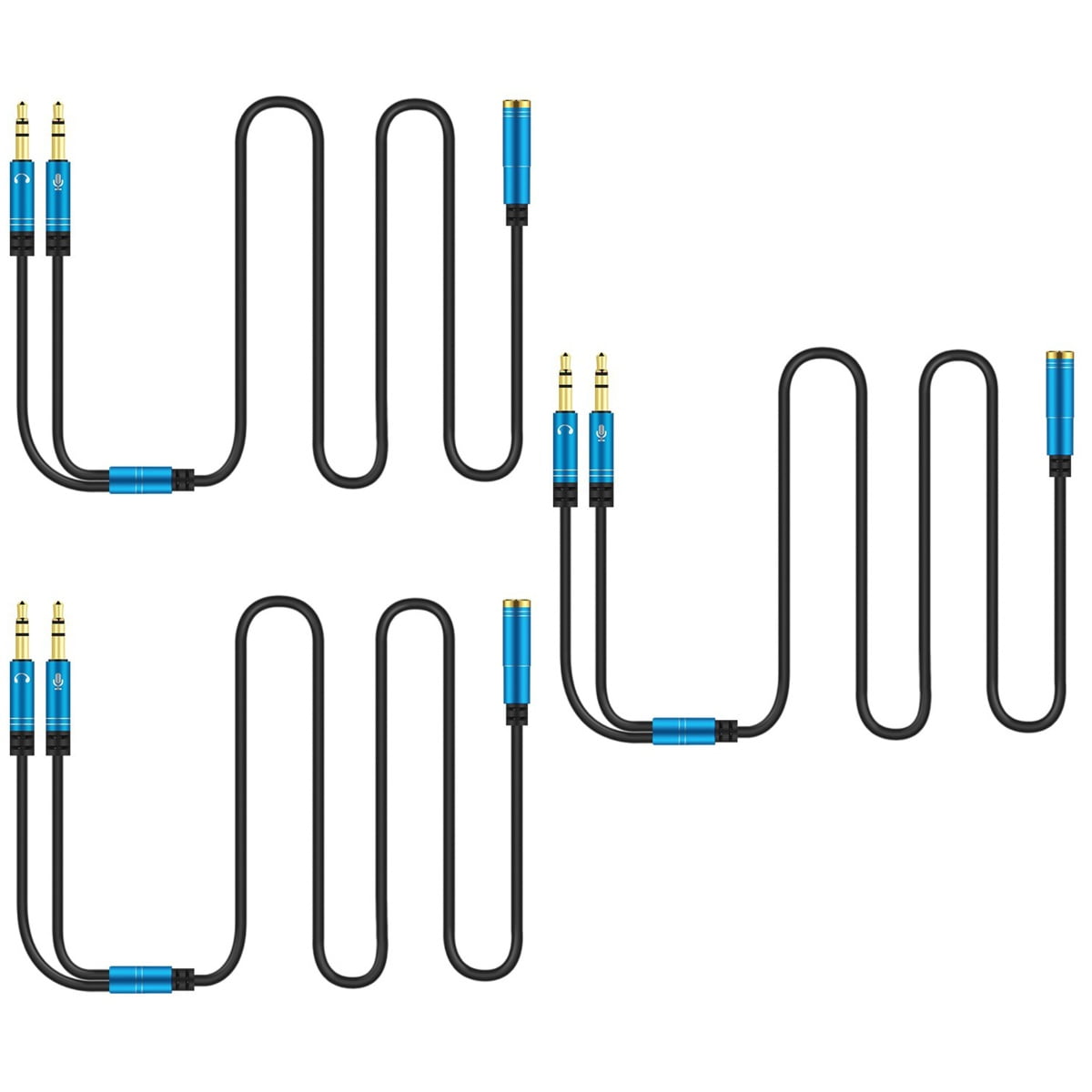 MLINS 3 pcs 1 to 2 Female to 2 Male Headset Splitter Cable Computer ...